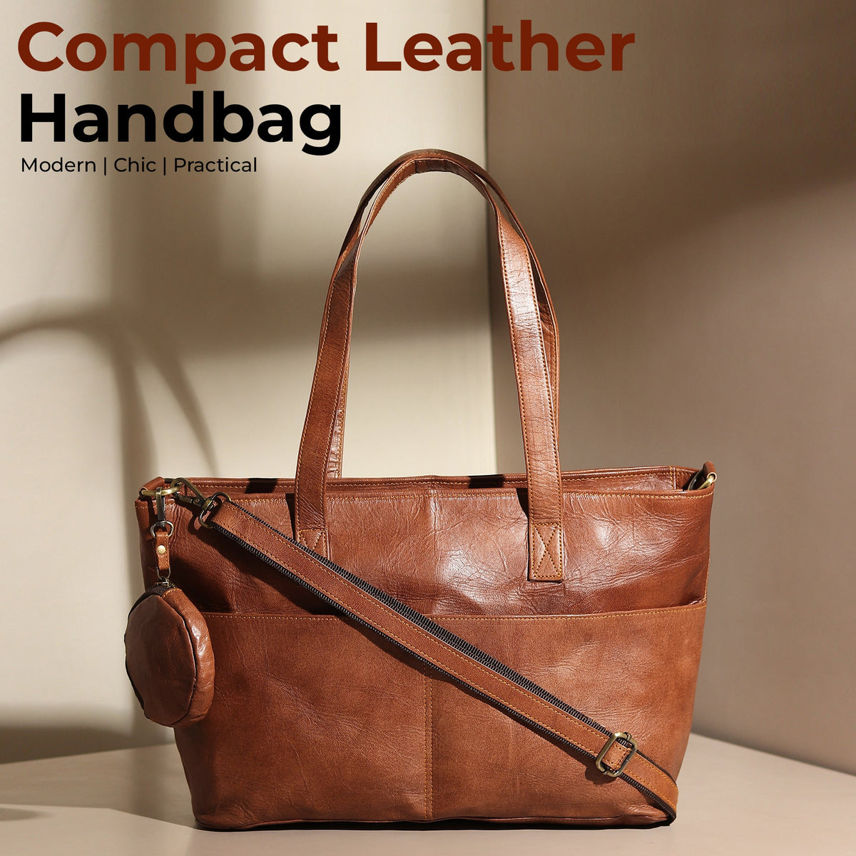Daily Leather Tote Bag - Brown — Classy Leather Bags