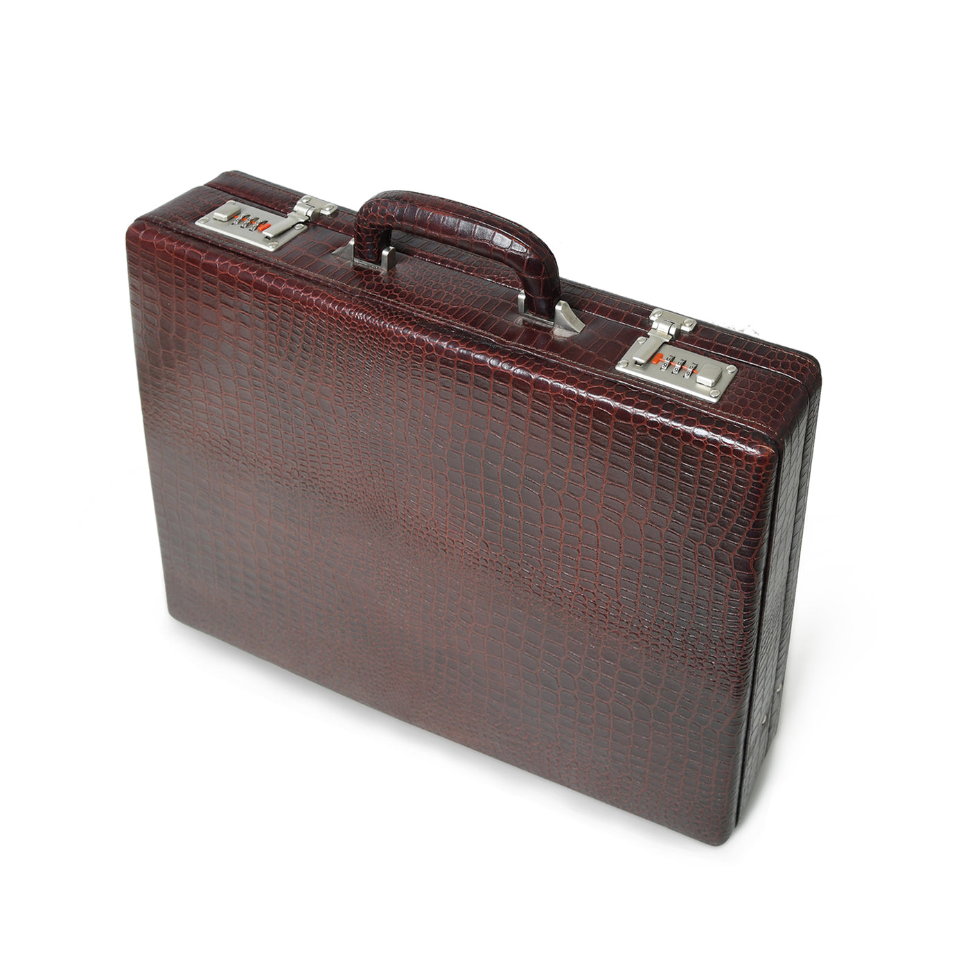 Brown Croco Pattern Leather Briefcase or Suitcase Lightweight & Durable ...