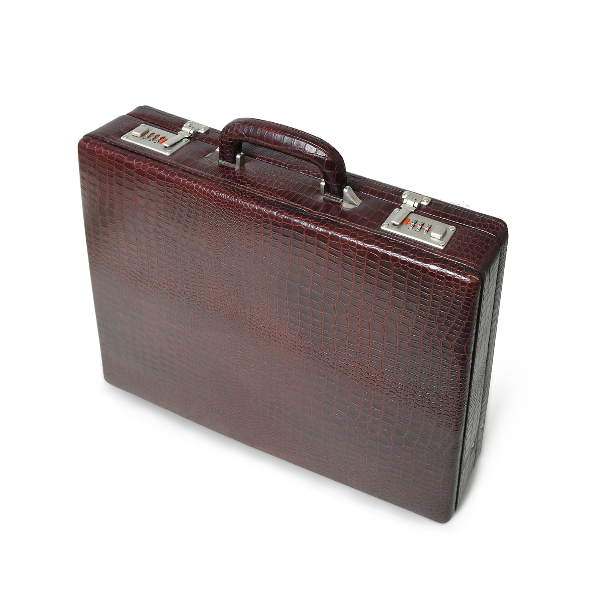 Brown Croco Pattern Leather Briefcase or Suitcase Lightweight & Durable ...
