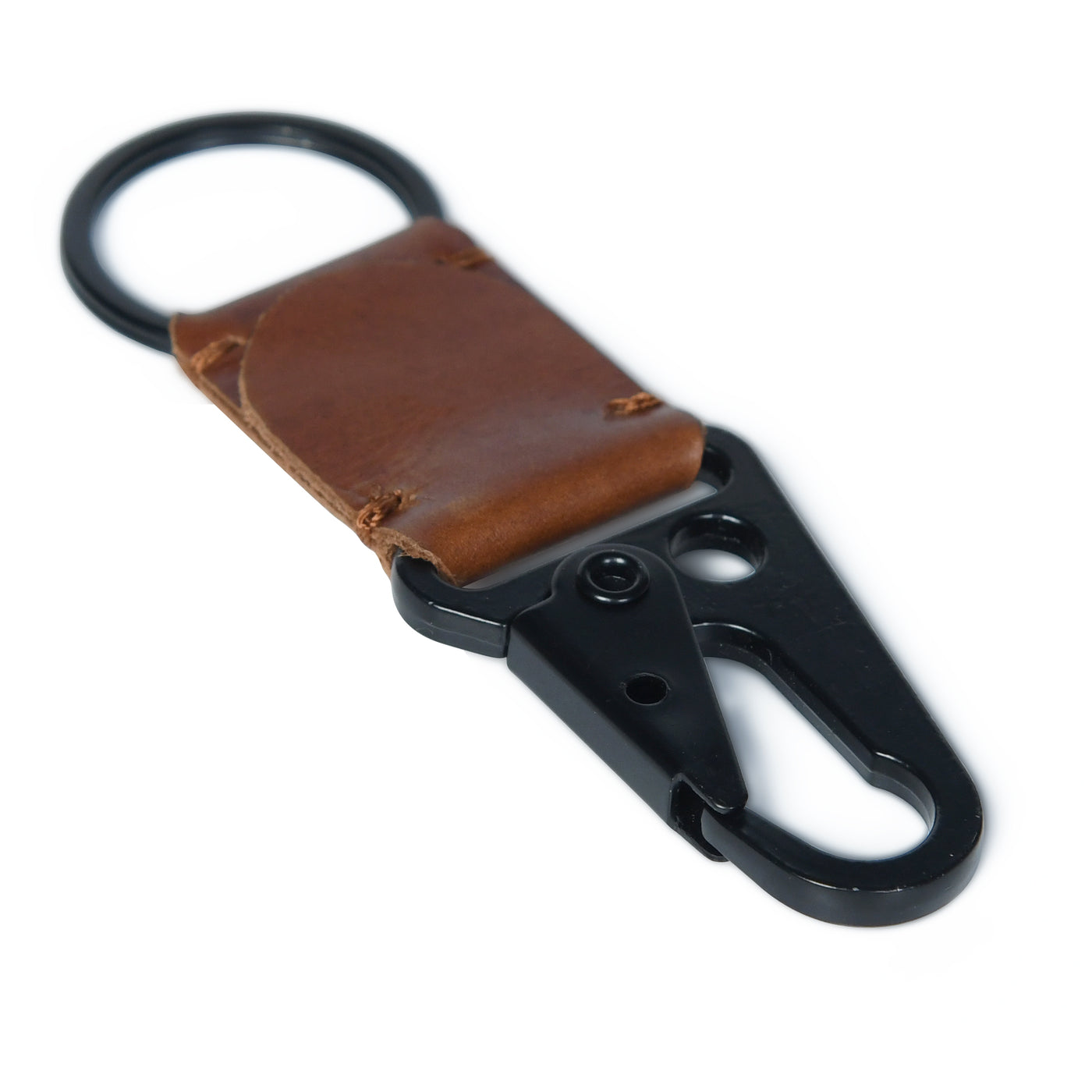 Leather-Metal Key Ring Keychain Premium Key Holder with Durable Leather ...
