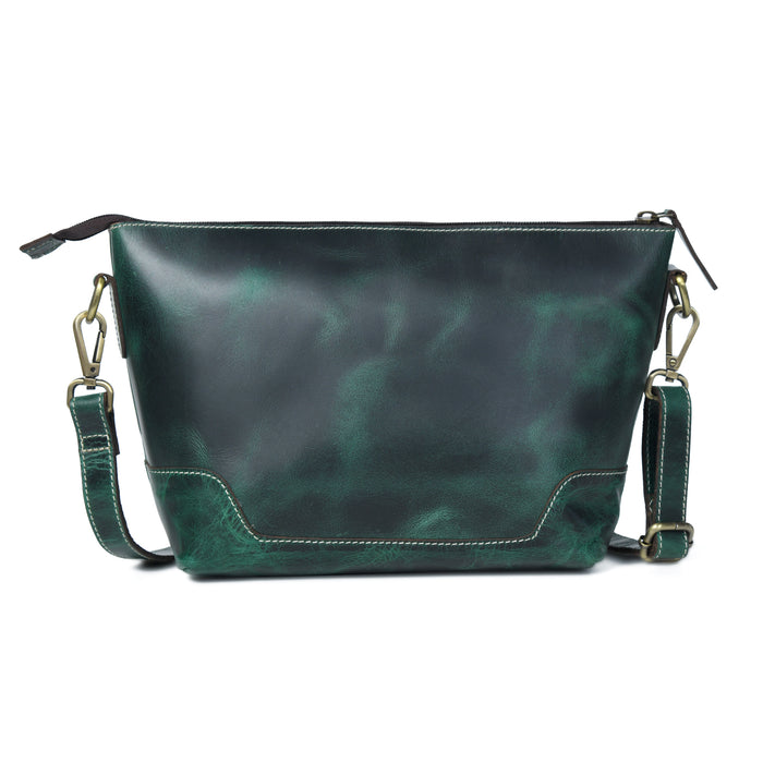 Countryside Green Leather Crossbody Sling Bag – Vintage Small Shoulder ...