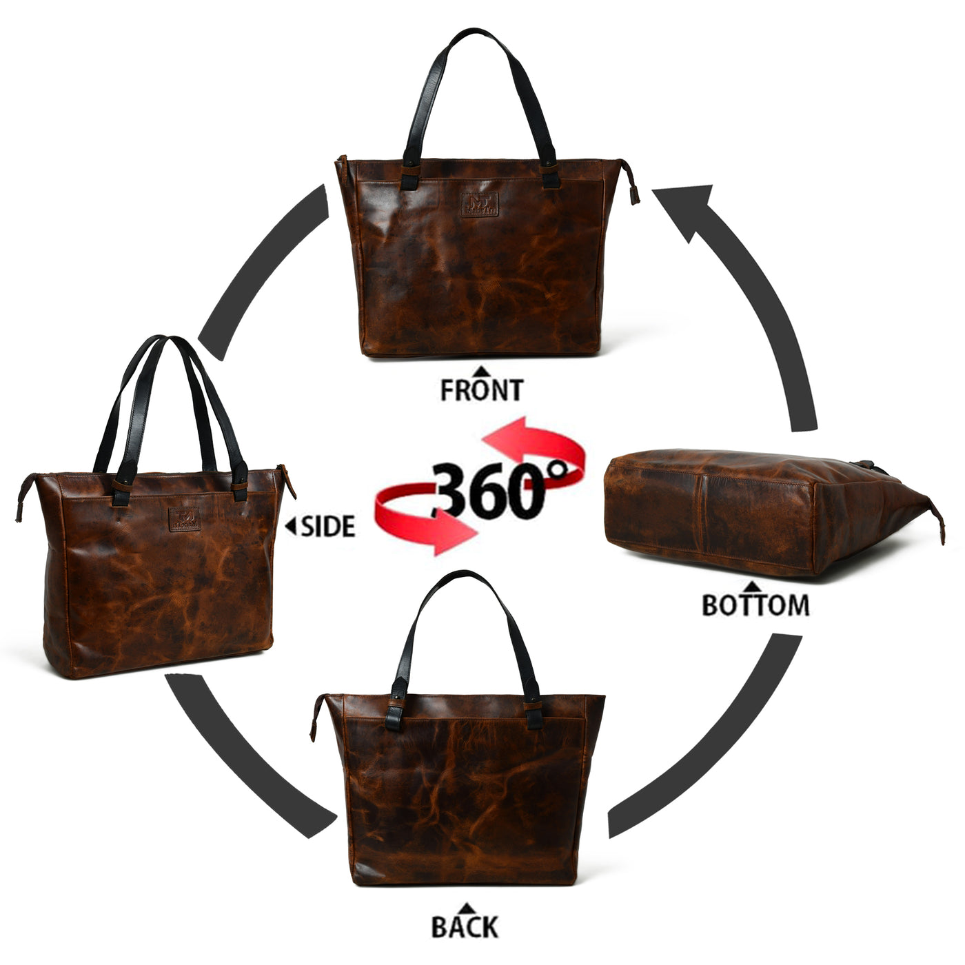 Durable Leather Tote for Women with Zipper Classic and Stylish, Daily ...