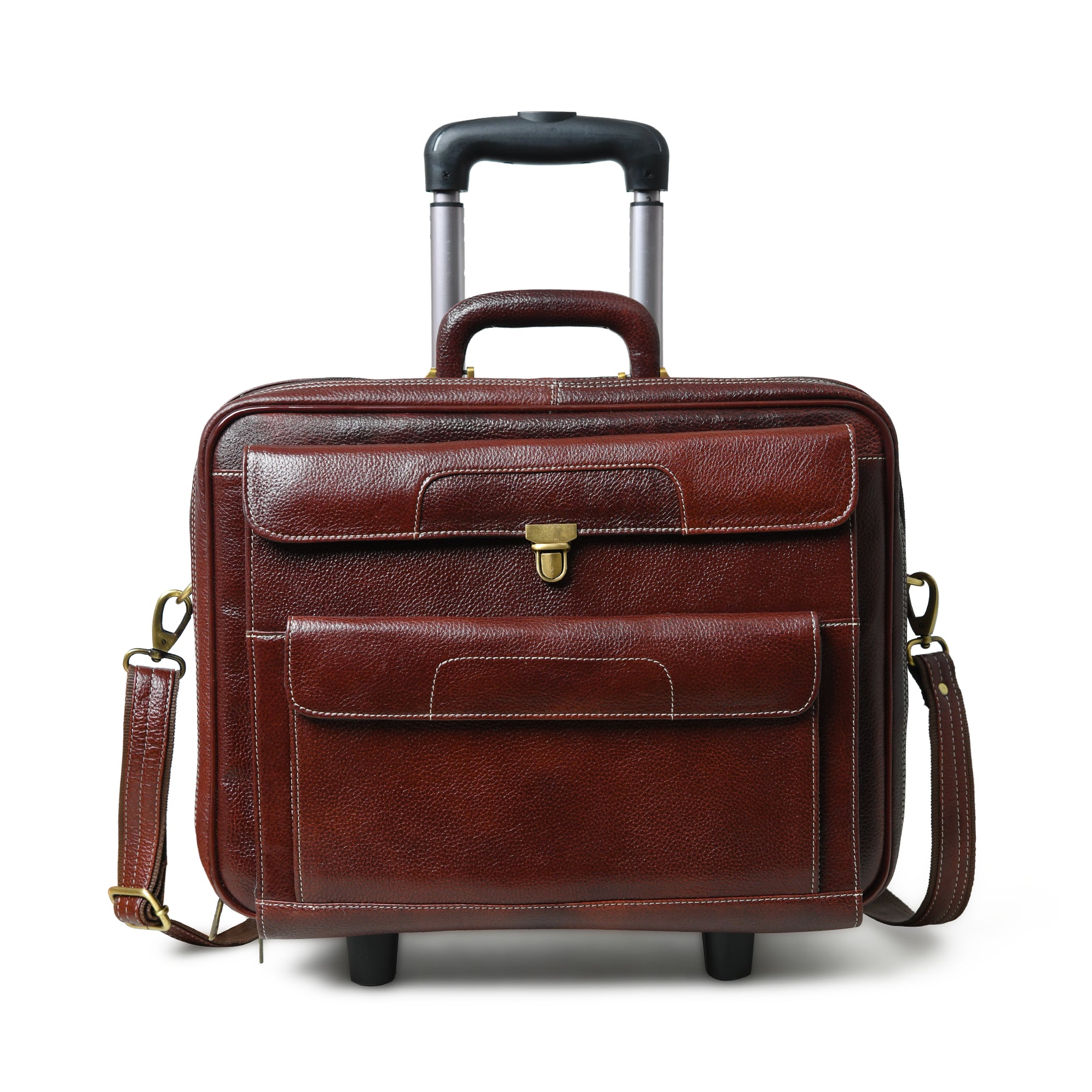 Wanderer Leather Trolly Suitcase Bag — Classy Leather Bags