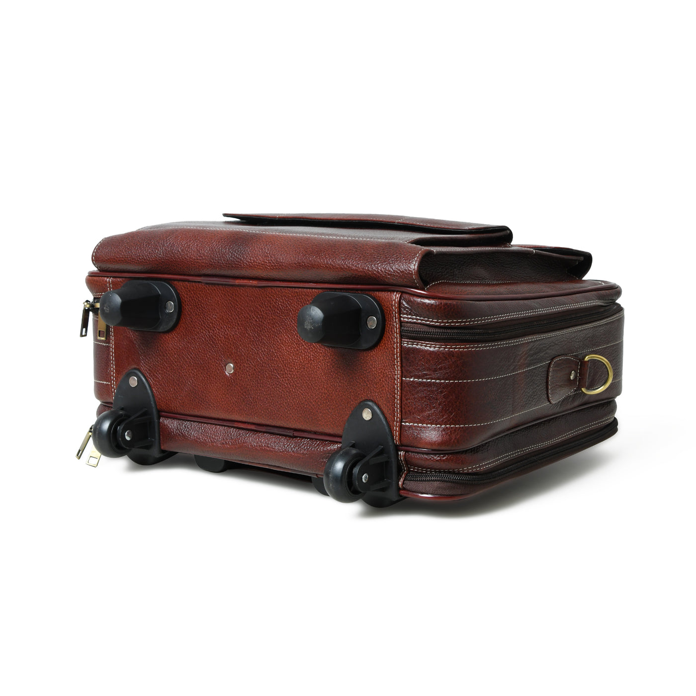 Leather Trolly Suitcase Bag, Carry on Leather Trolley Bag — Classy ...