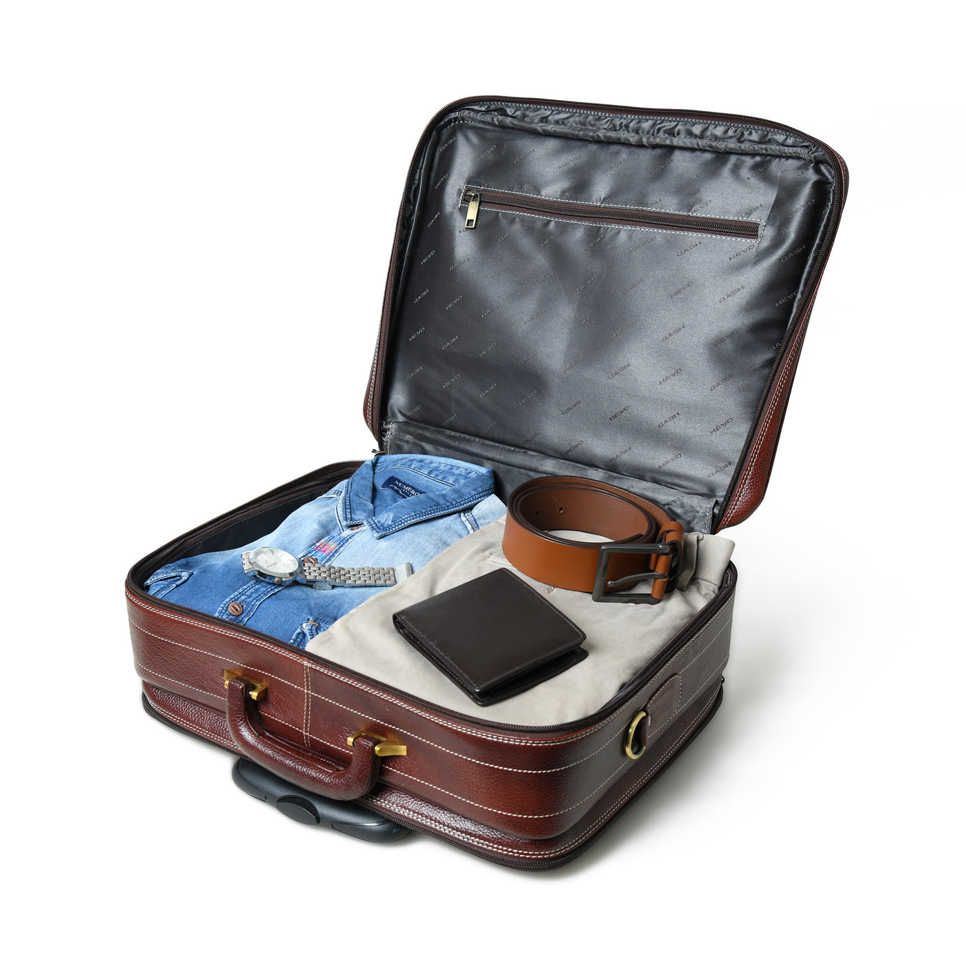 Wanderer Leather Trolly Suitcase Bag — Classy Leather Bags