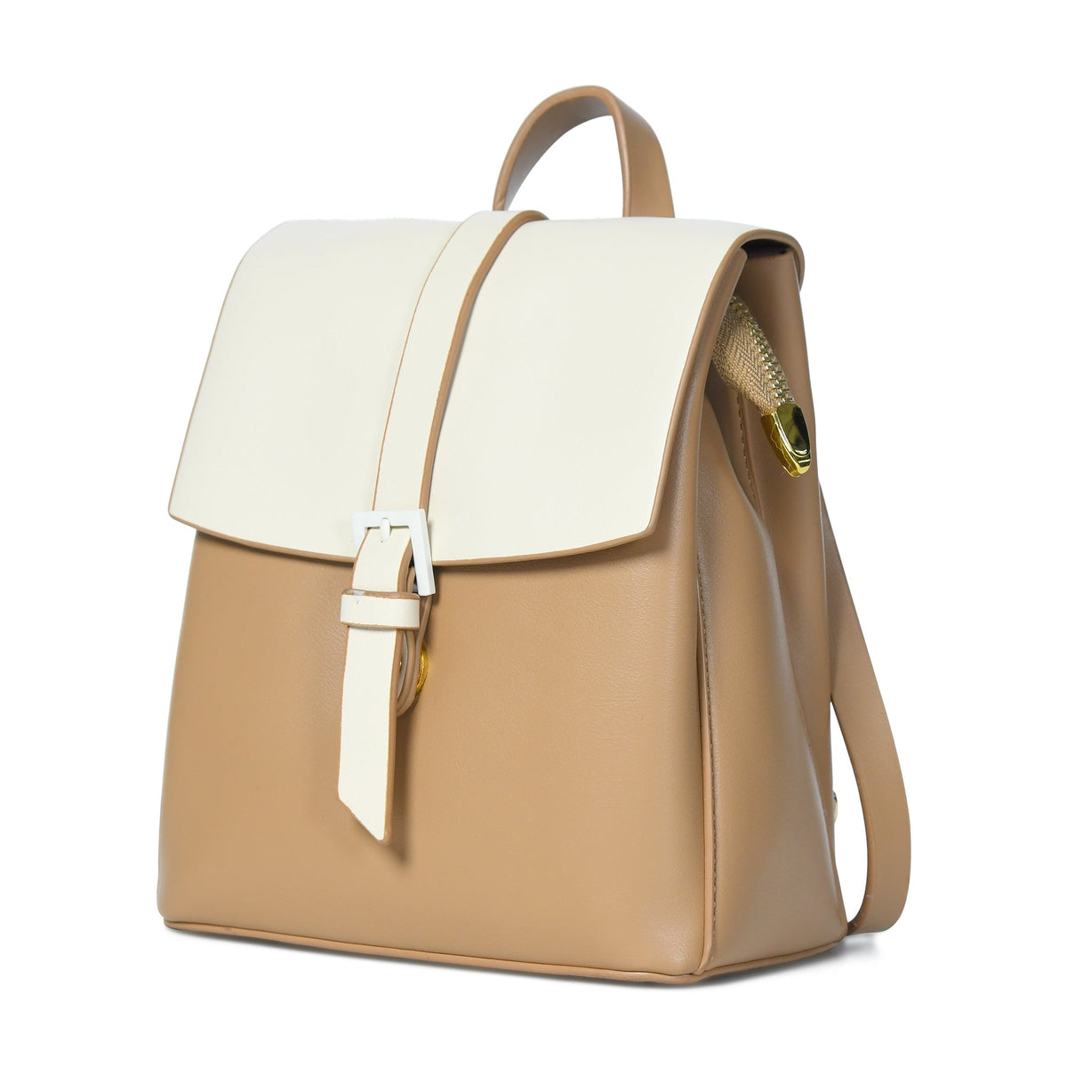 Claire Women's Beige Leather Backpack Stylish Small Daypack for Work ...