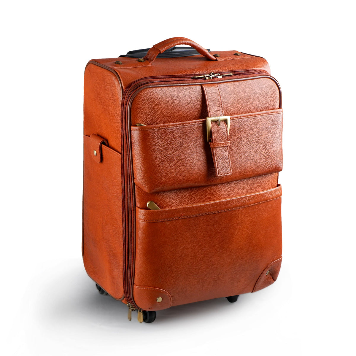 Brown Cabin Trolley Bag | Suitcase | Leather Trolley at MaheTri ...