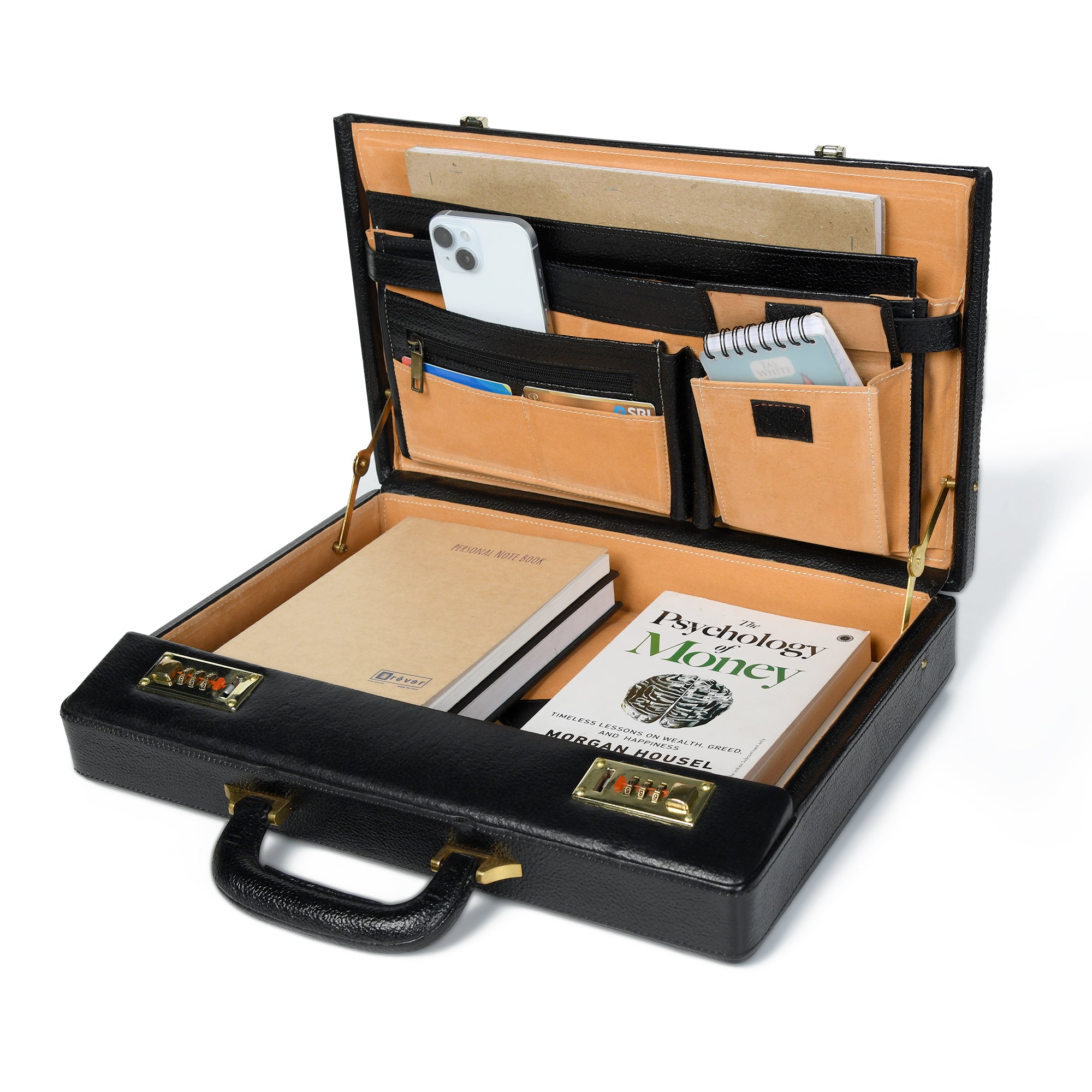Black Office Stylish Full Grain Leather Suitcase Briefcase — Classy ...
