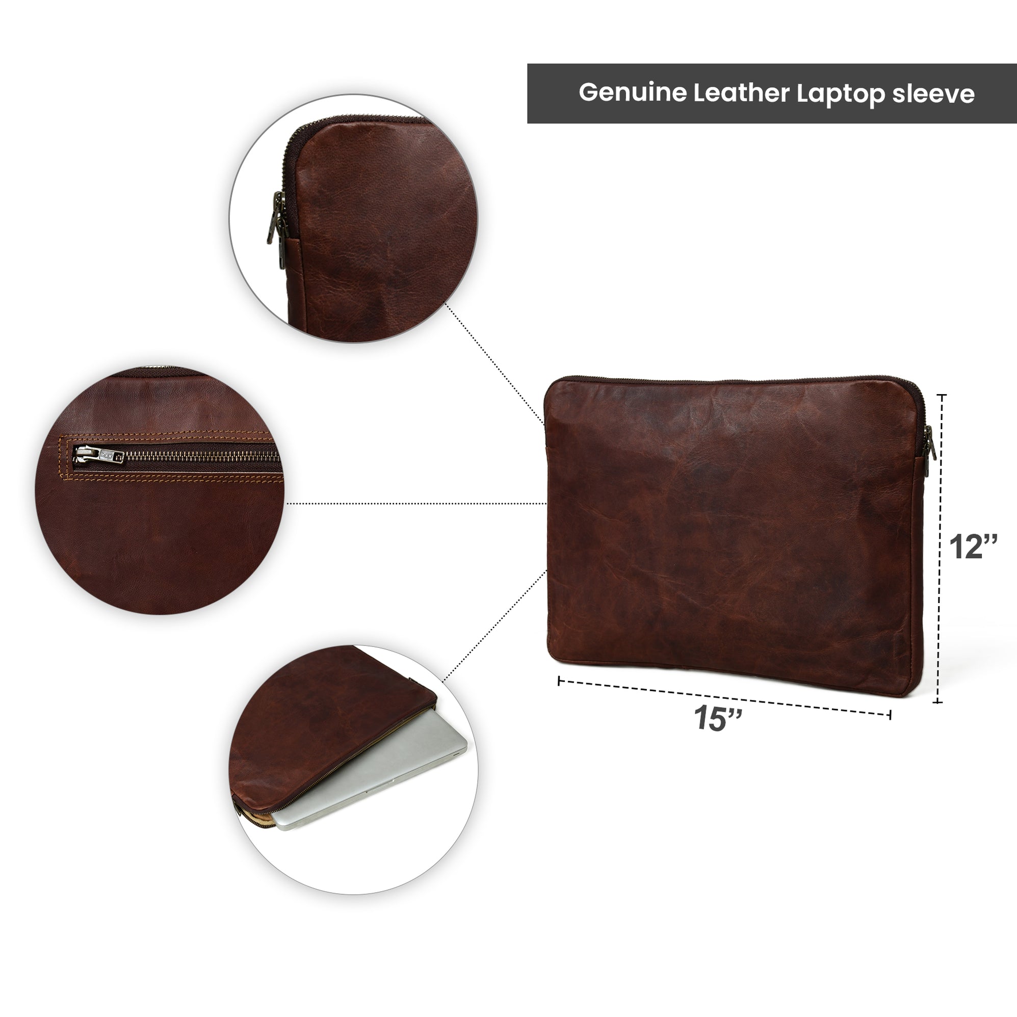 Leather Laptop Sleeve Protective Case for Laptops, Genuine Leather ...