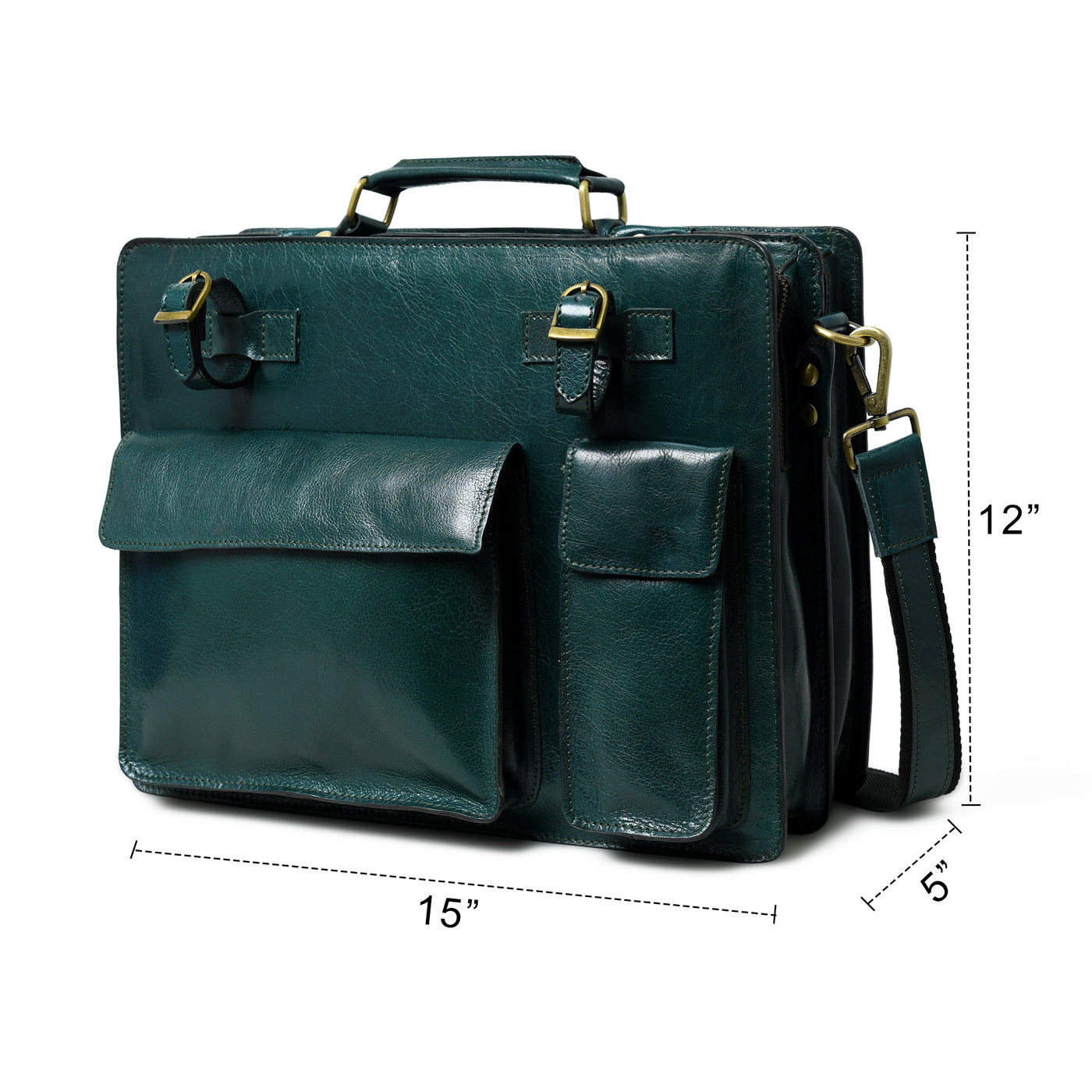 Premium Leather Briefcase Italian Office Briefcase, Green — Classy ...