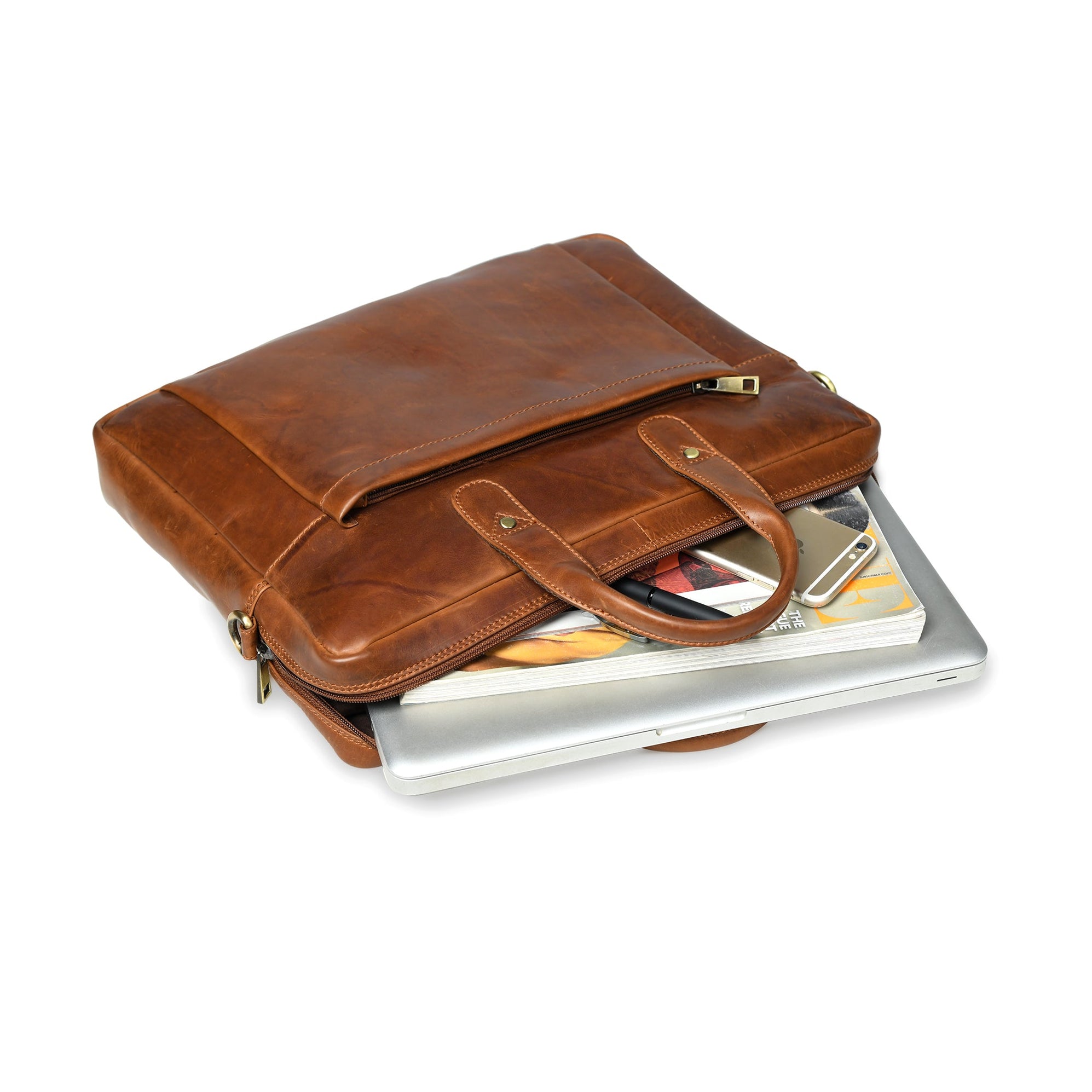 Slim Laptop Leather Briefcase for Mens, Handcrafted Briefcases Bag ...