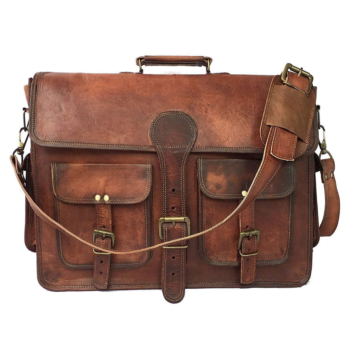 Vintage Handmade Leather Briefcase — Classy Leather Bags