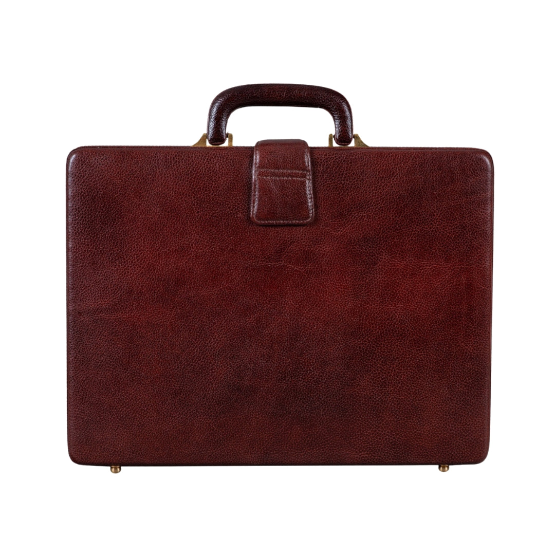 Men's Leather Attache Briefcase Suitcase Full Grain Leather Classic ...
