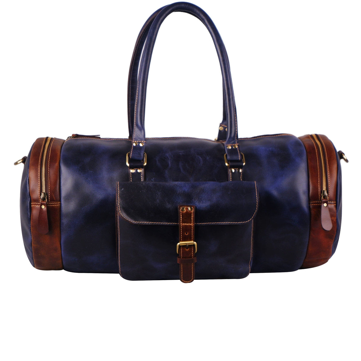 Blue Buffalo Leather Duffle Bag Soft Round Duffle Bag 22" — Classy ...