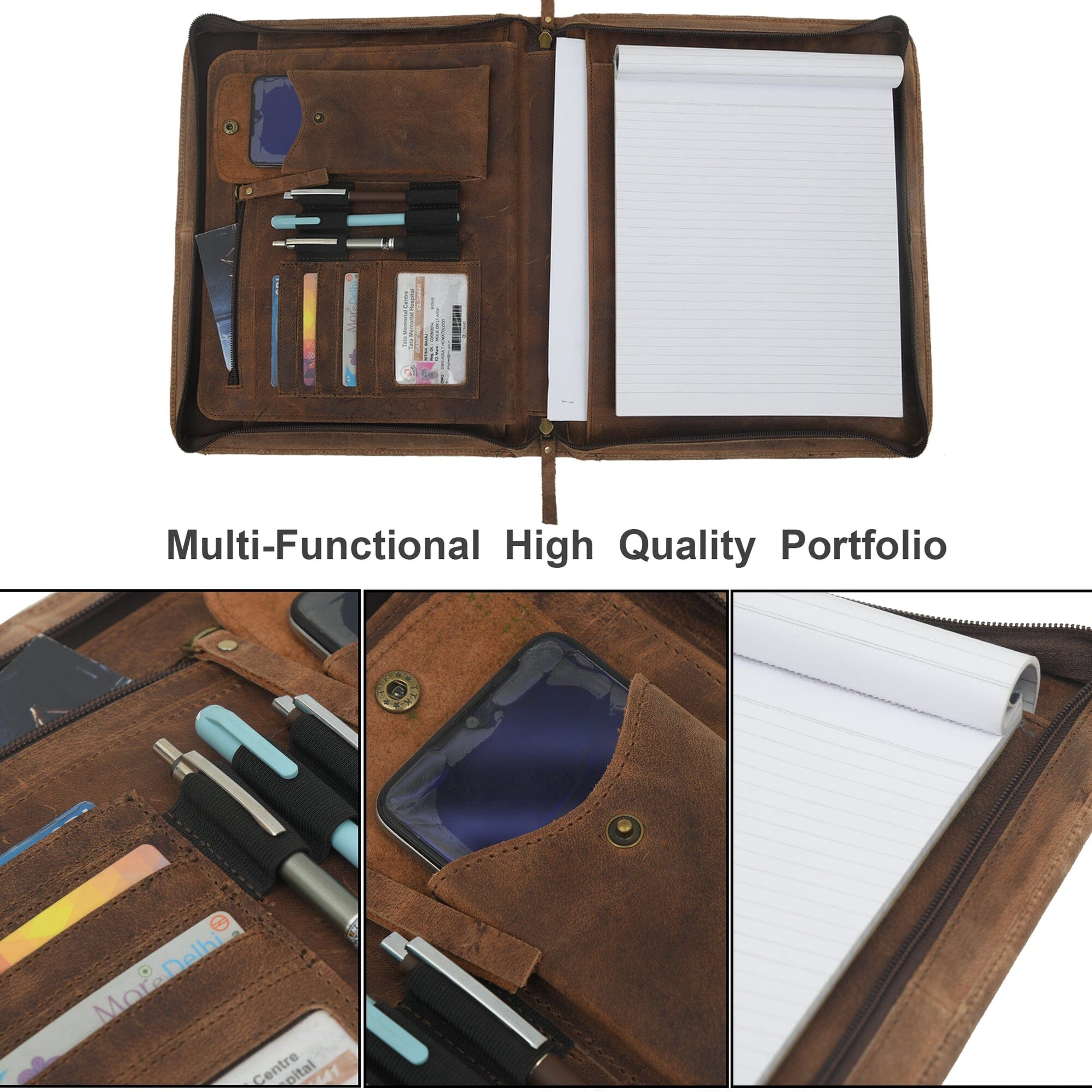 The Manager Leather Portfolio | Leather Zippered Padfolio — Classy ...