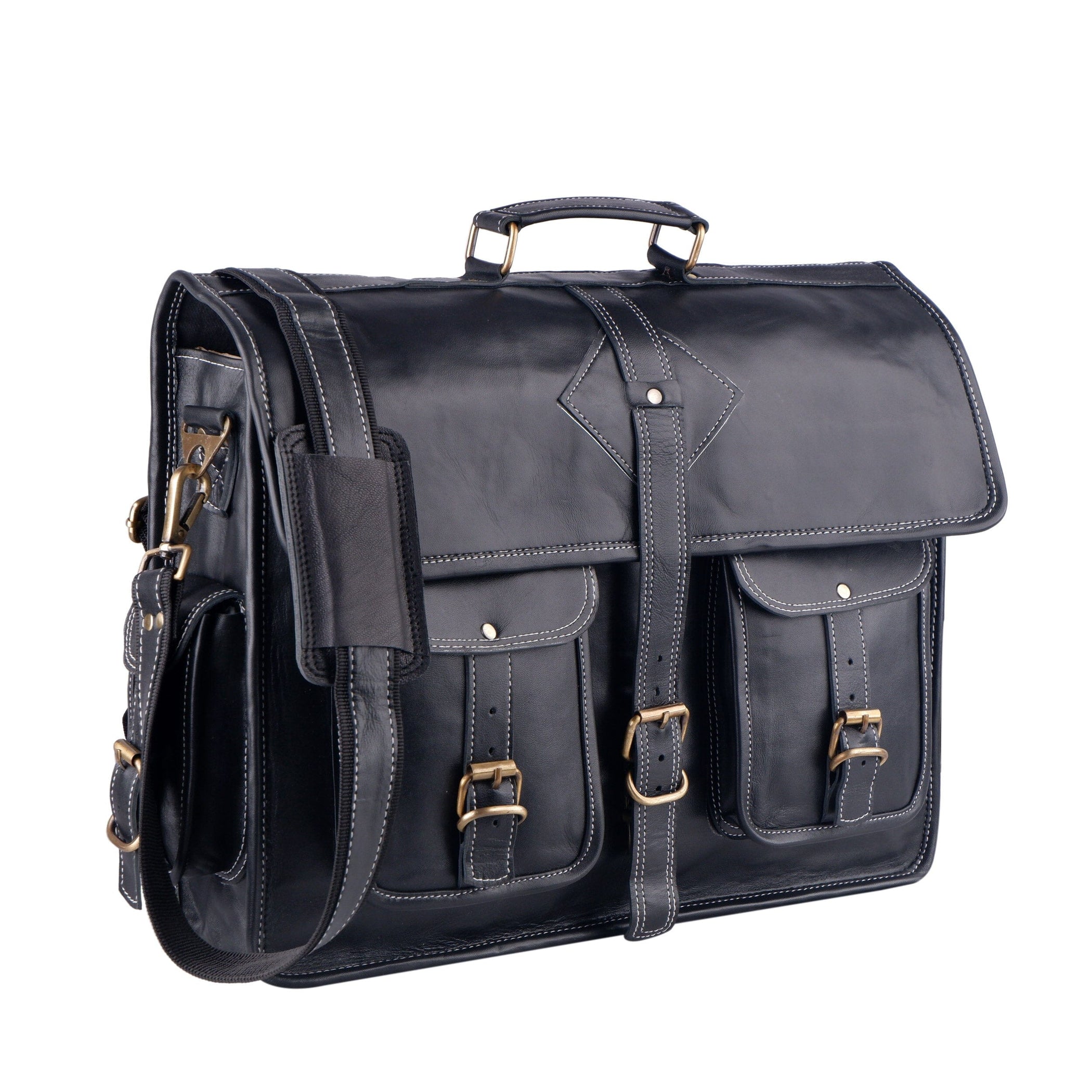 Black Leather Messenger Bag | Vintage Leather Messenger Bag — Classy ...