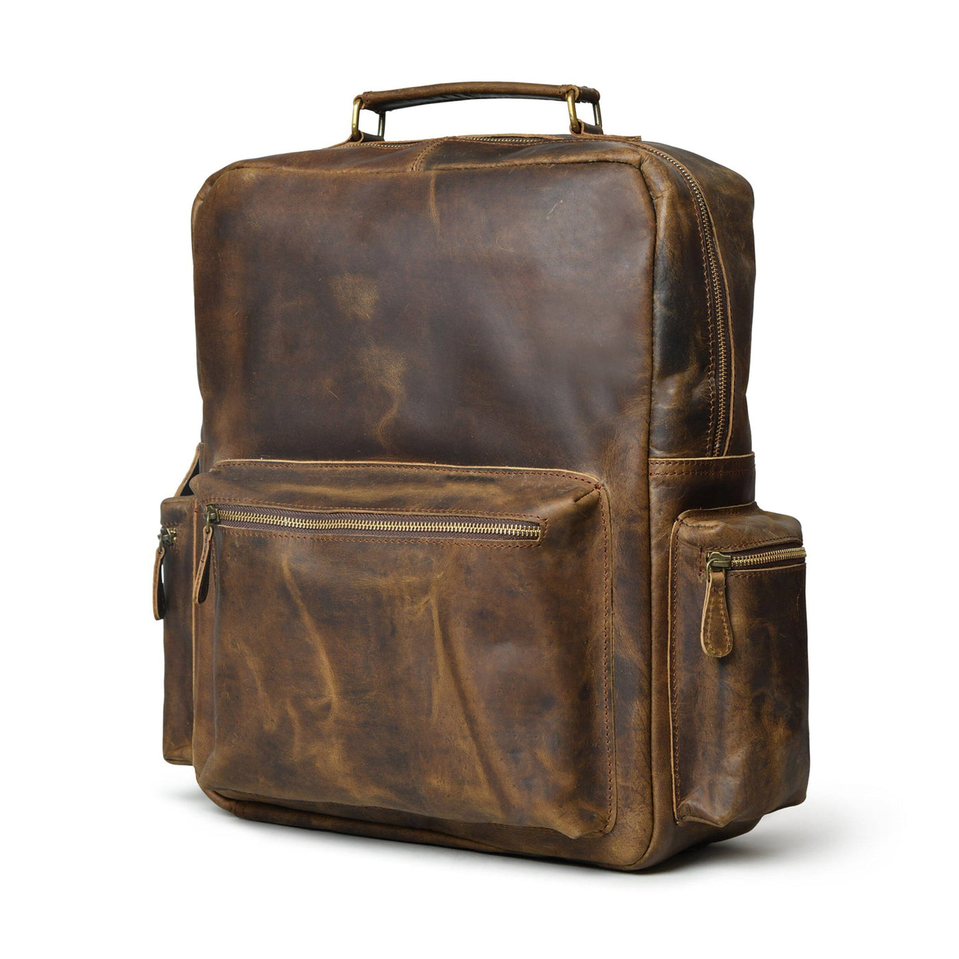 Top Handle Genuine Leather Backpack, Laptop College Backpack — Classy ...