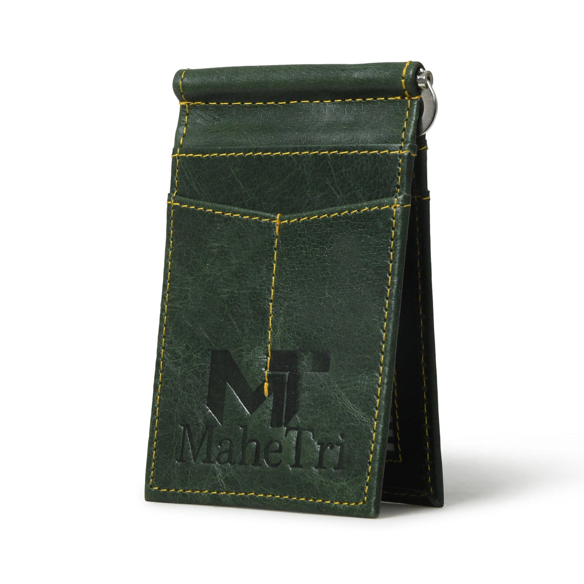 Green Money Clipper and Card Holder Bi Fold Wallet — Classy Leather Bags