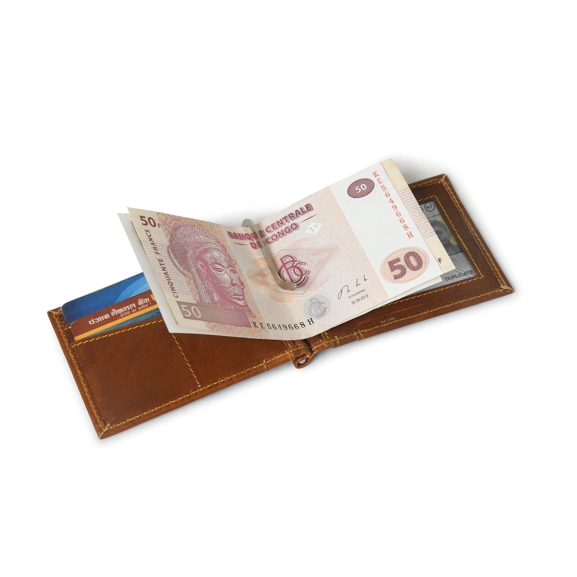Tan Brown Money Cliper Bi Fold Wallet, Compact Designs — Classy Leather ...