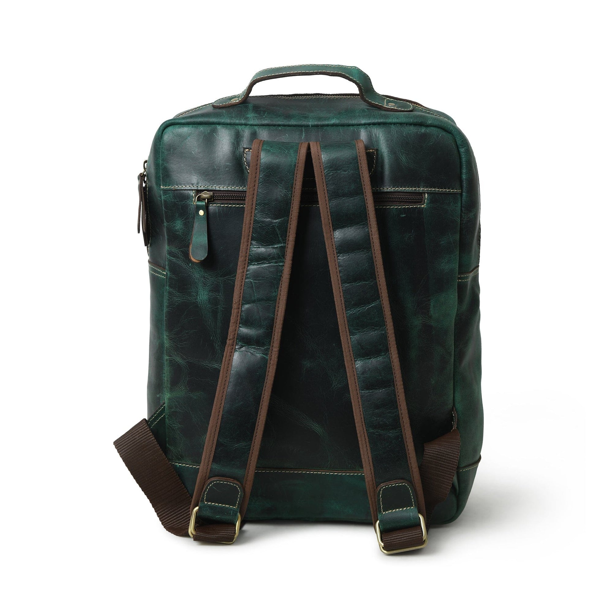 Full Grain Buffalo Leather Backpack | Green Leather Backpack 16 ...