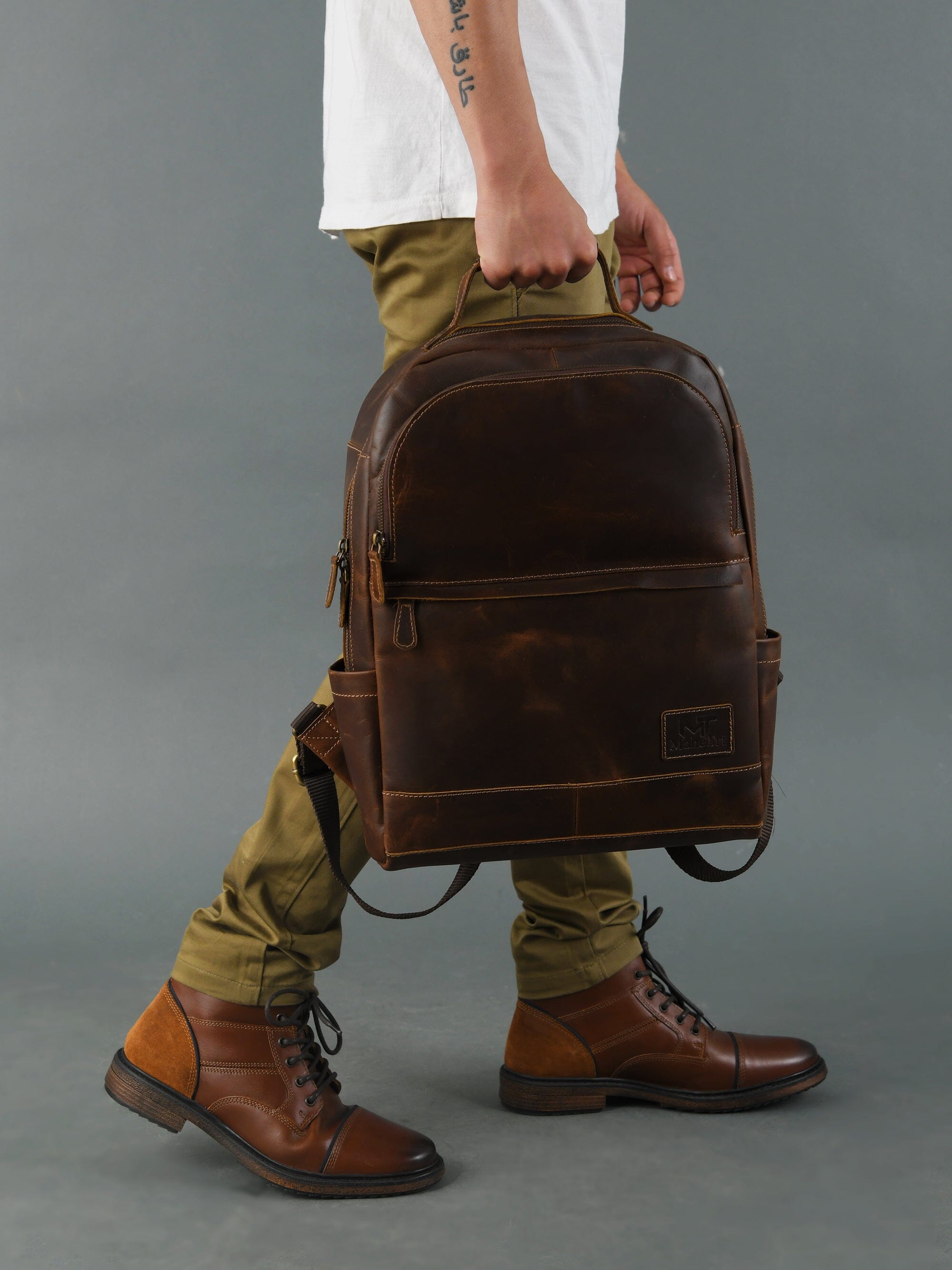 Business Mens Genuine Leather School Backpack Laptop Bag — Classy ...