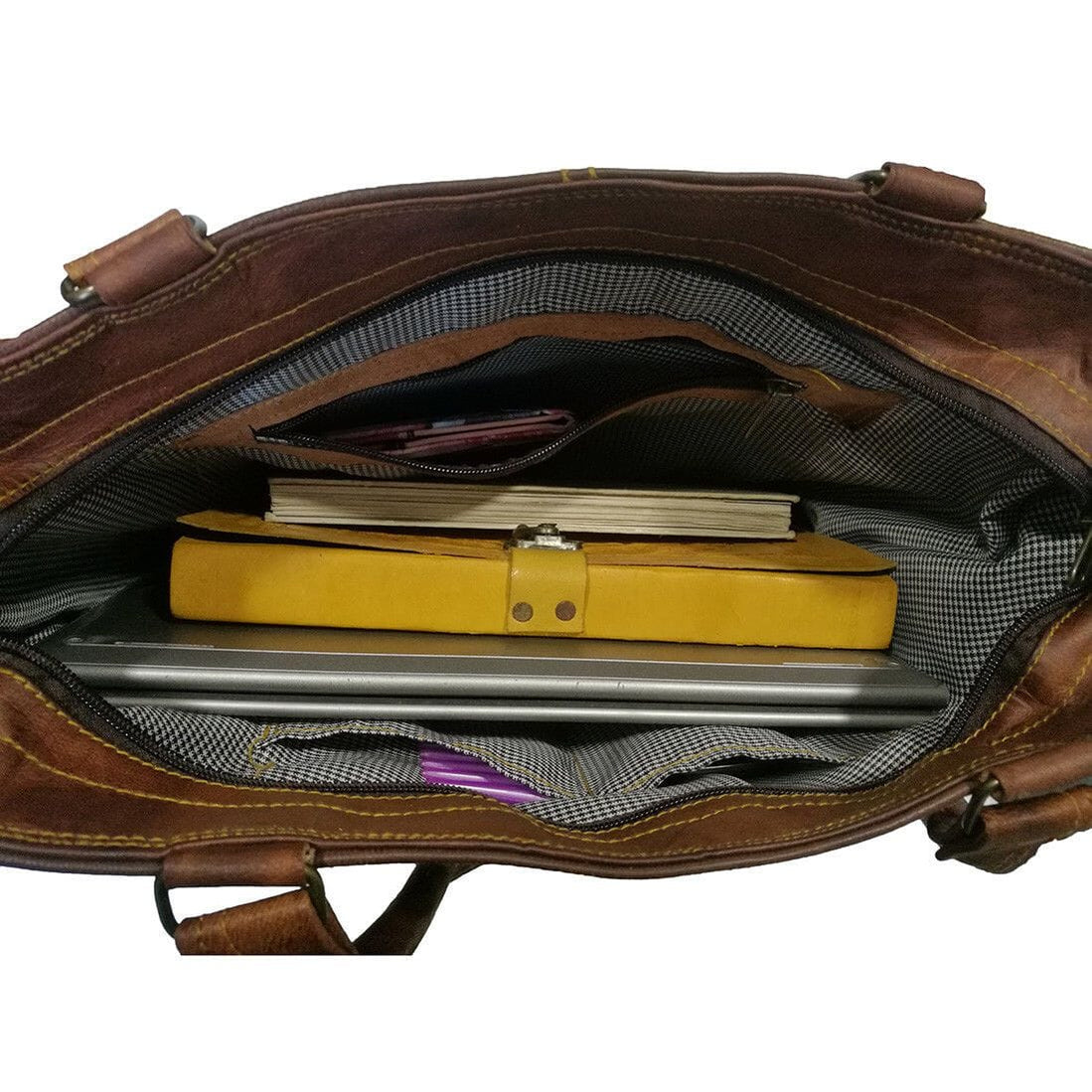 Terry Leather Tote Bag | Leather Tote Bag With Zipper | Classy Leather ...