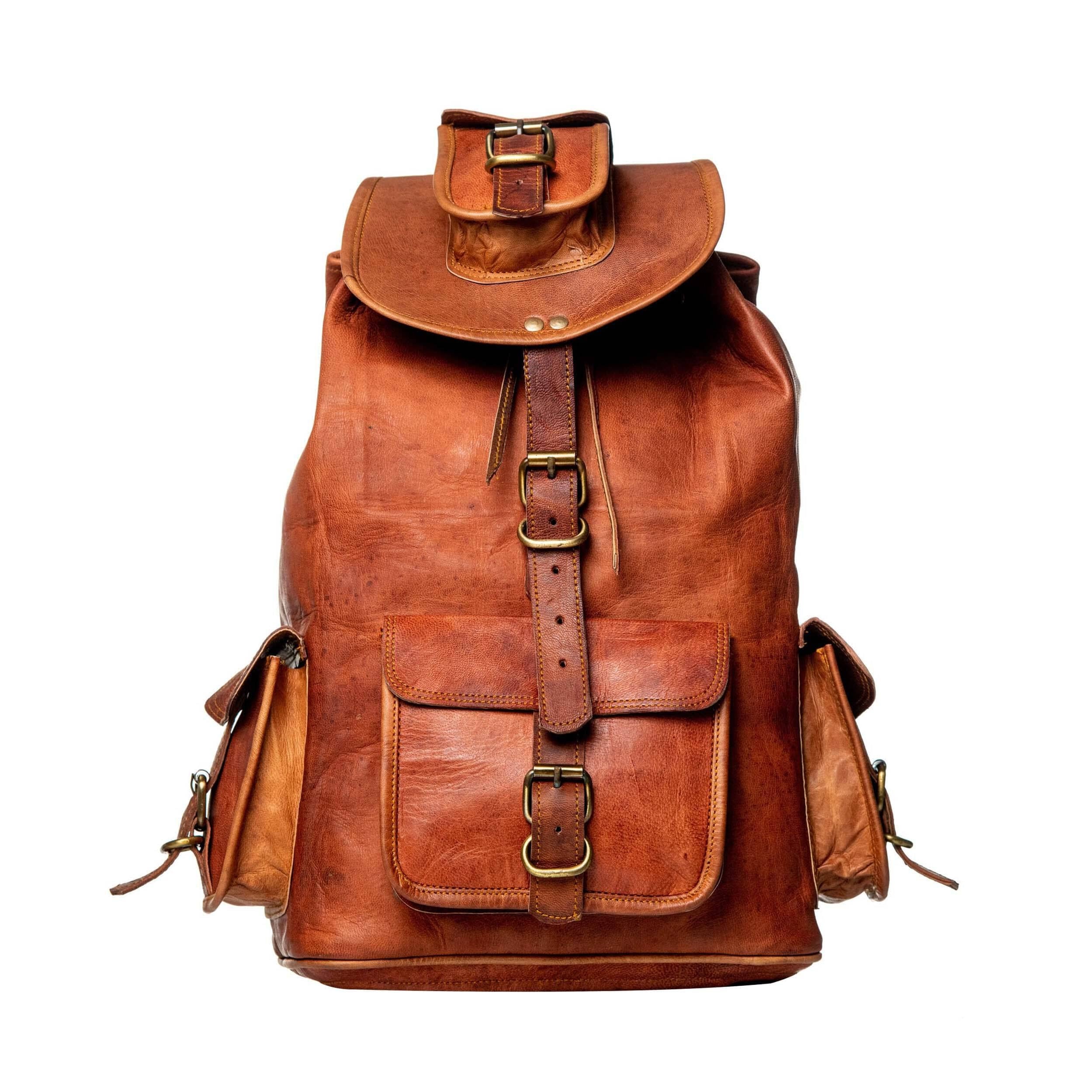 Tanned Brown 22 Inch Leather Backpack | Leather Rucksack Backpack ...