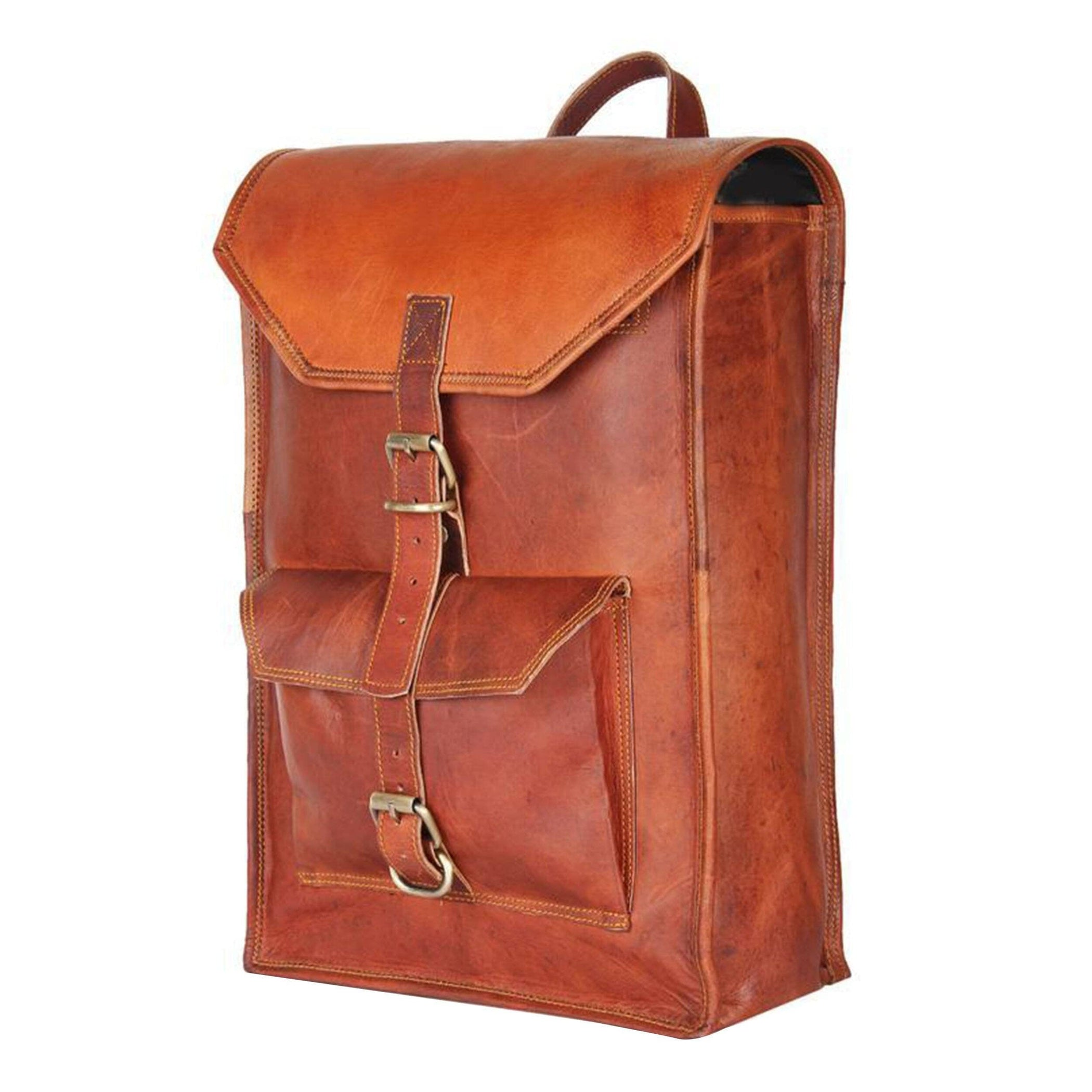 Leather Backpack | Handmade Flap Over Vintage Leather Backpack — Classy ...