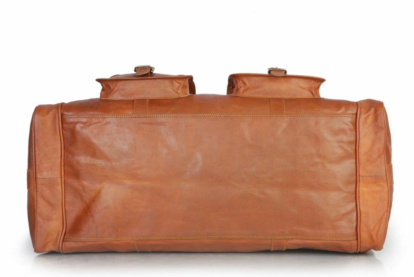 Men's Leather Weekender Leather Duffle Bag, Oversized, Brown — Classy ...