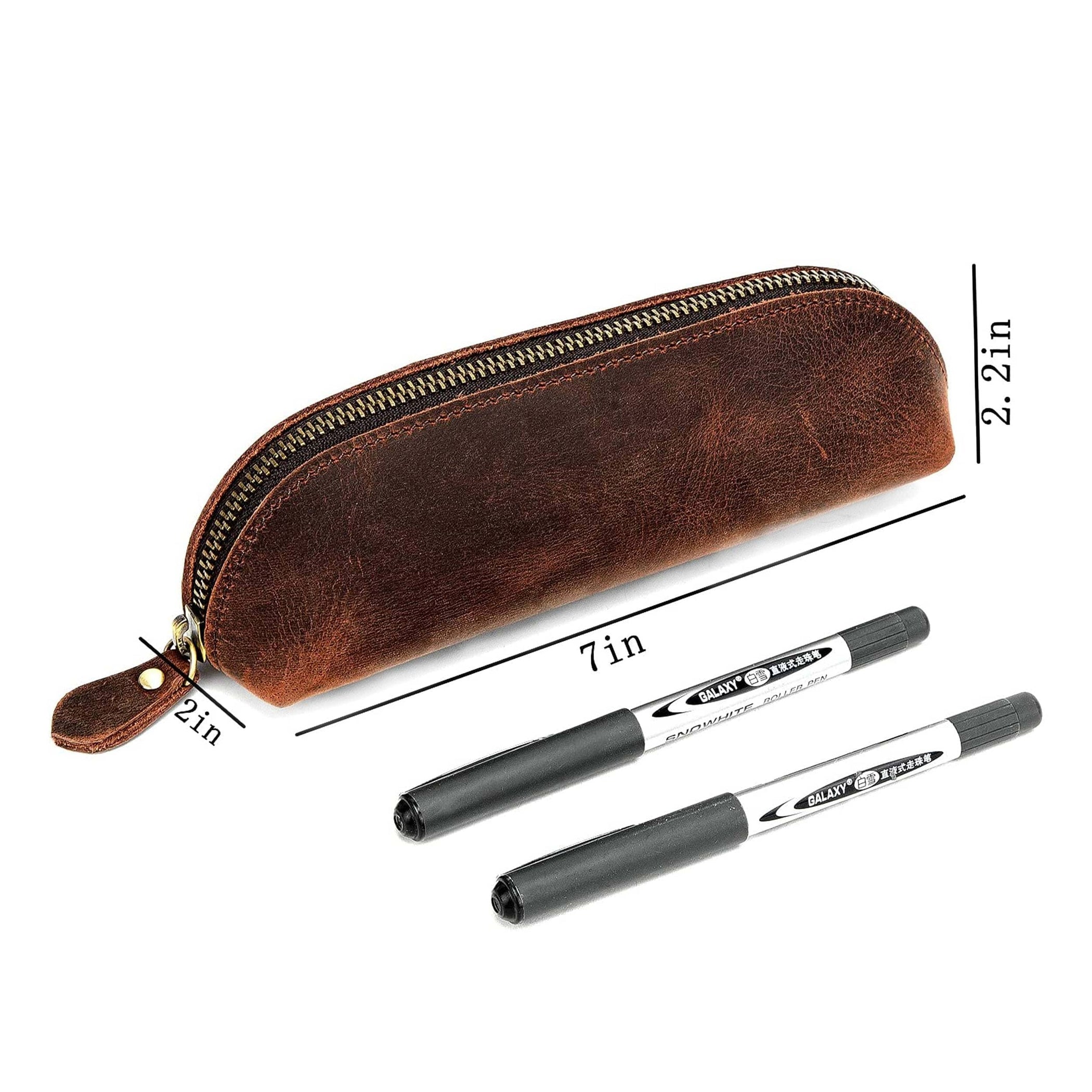 Slider Leather Pencil Case | Leather Stationery Box | Pencil Box ...