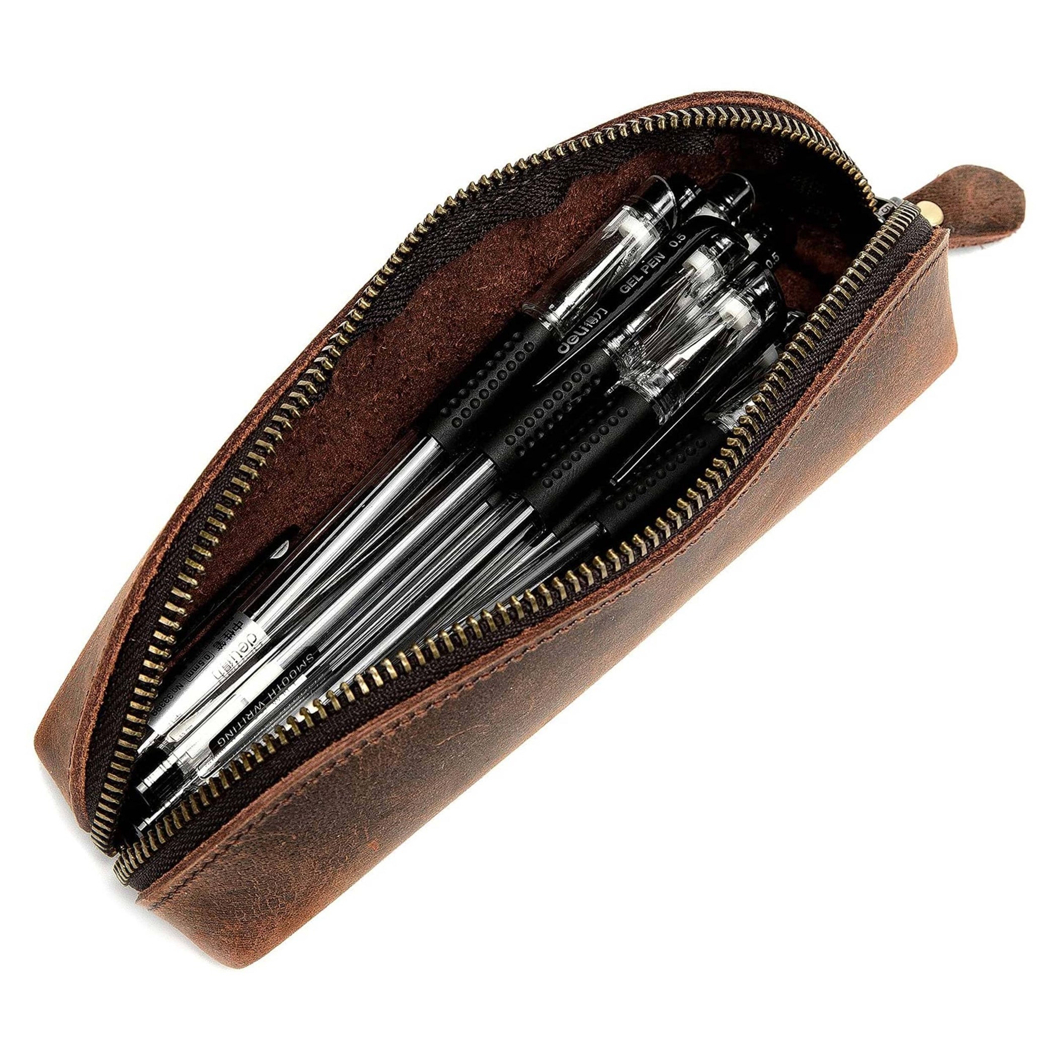 Slider Leather Pencil Case | Leather Stationery Box | Pencil Box ...